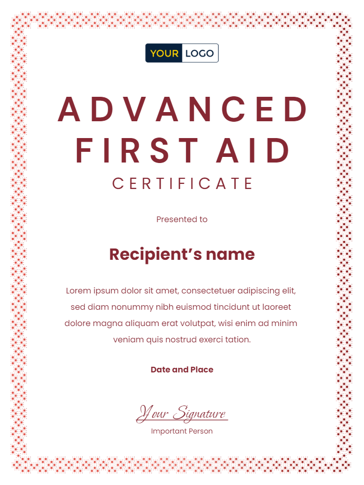 8 FREE First Aid Certificate Templates Virtualbadge io